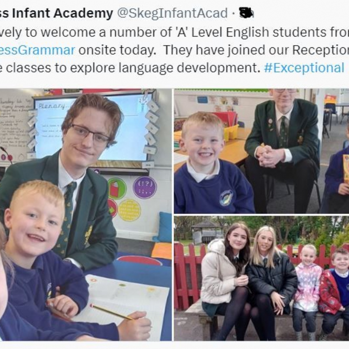 Skegness Infant Academy - A visit from Skegness Grammar School